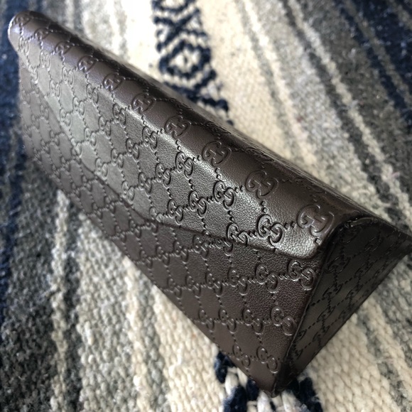 Gucci | Accessories | Authentic Gucci Eyeglasses Case In Brown Leather ...